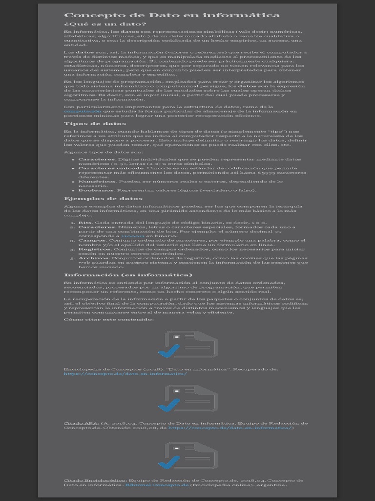 Definición de Dato en Informática | PDF | Datos | Tipo de datos