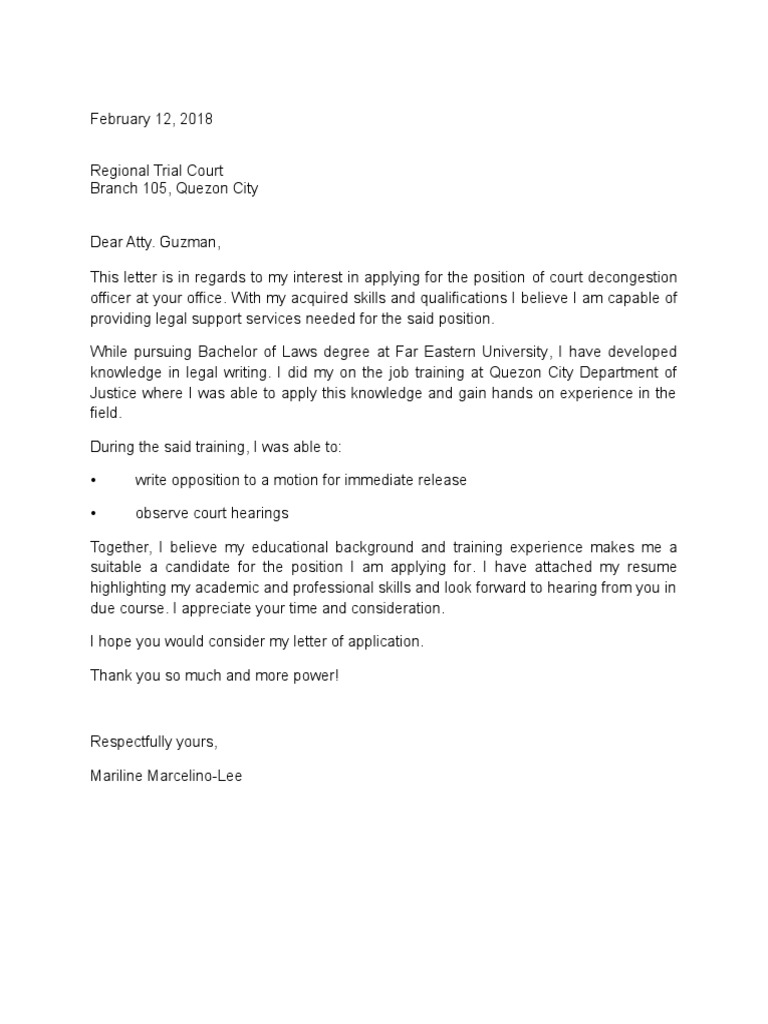 Cover Letter For Legal Work | PDF