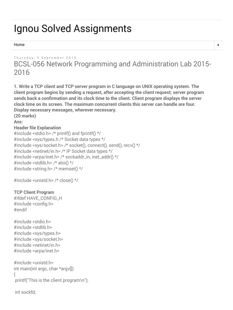 Ignou Solved Assignments Ignou Solved Assignments: BCSL-056 Network ...