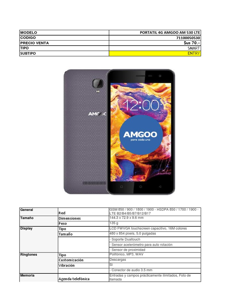 Amgoo Am530 Lte PDF | PDF | 3 G | Tecnología móvil