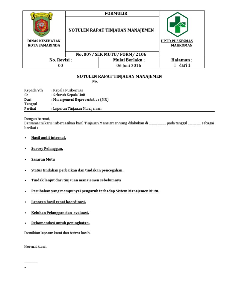 Contoh Notulen RTM | PDF