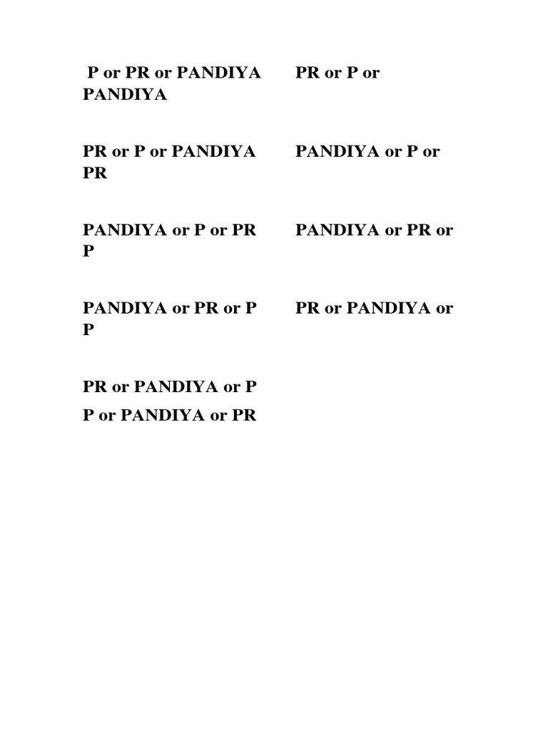 PANDIYA and PR Variations Explained | PDF