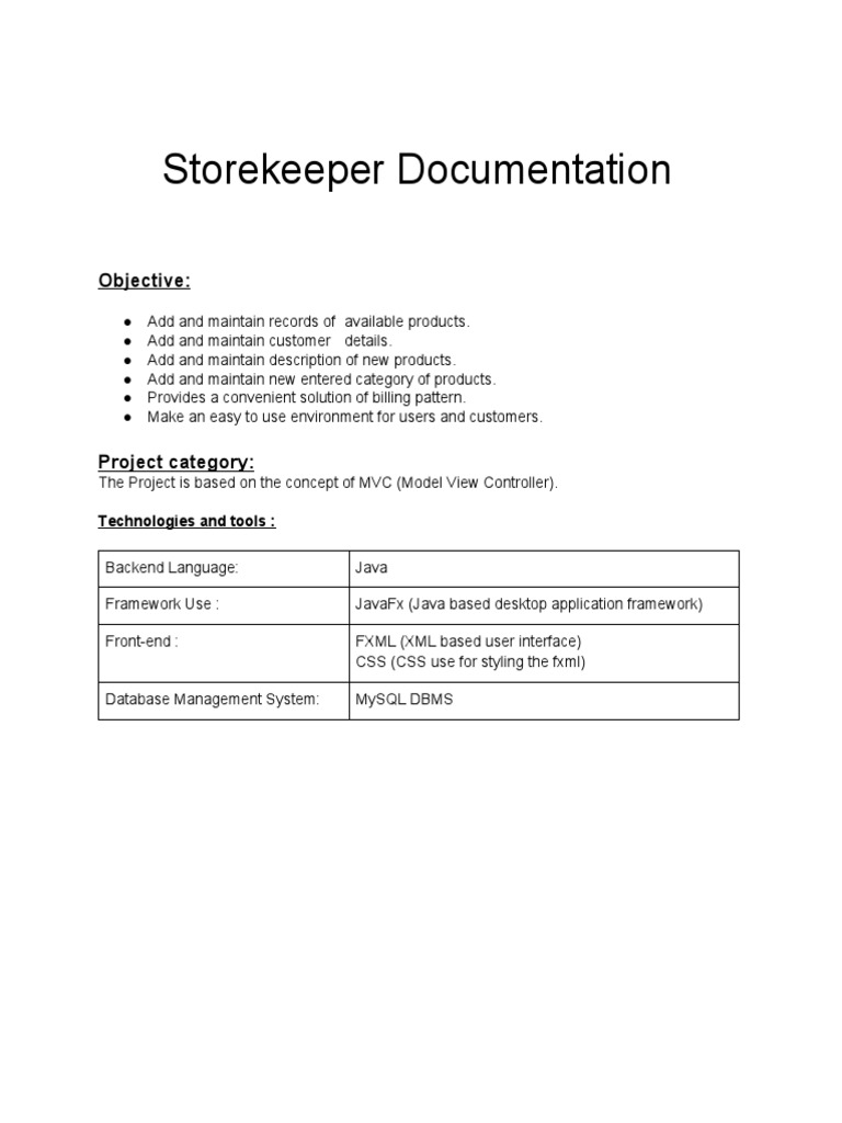 Storekeeper Documentation PDF | PDF | Model–View–Controller | Password