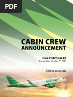 Cabin Crew Announcements Scripts | PDF | Transport Safety | Airliner