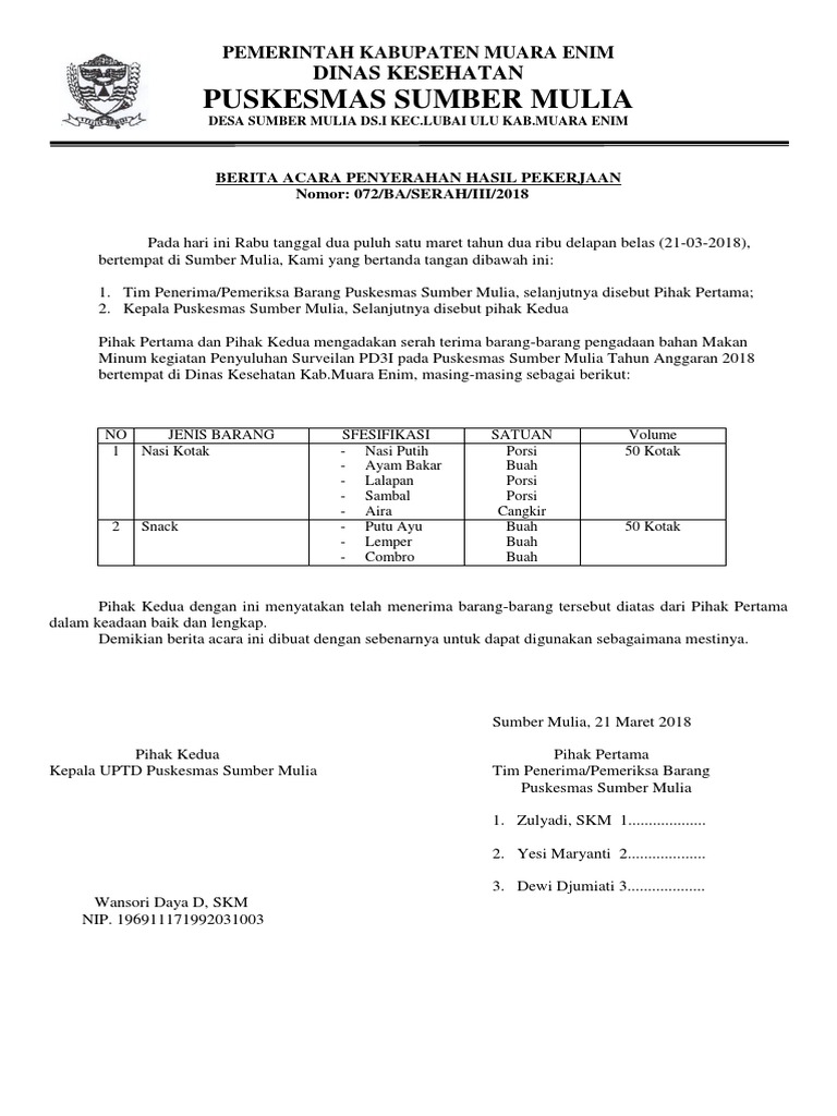 Nota Pesanan Makan Minum Penyuluhan Surveilan PD3I | PDF