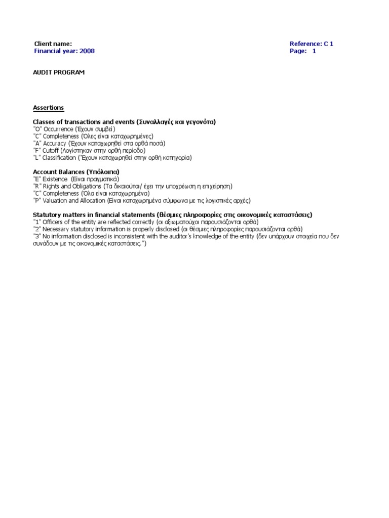 Sample Audit Procedures | PDF | Going Concern | Audit