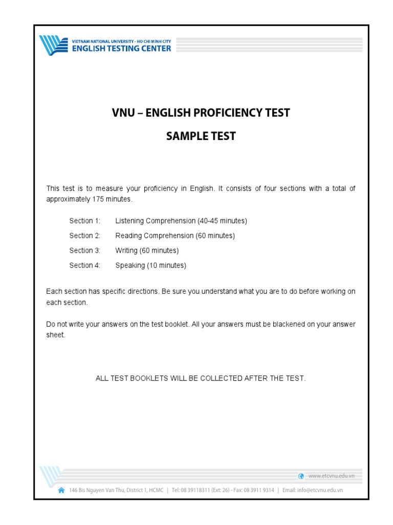 VNU-EPT Sample Test and Key - Official Version | PDF | Greenhouse ...