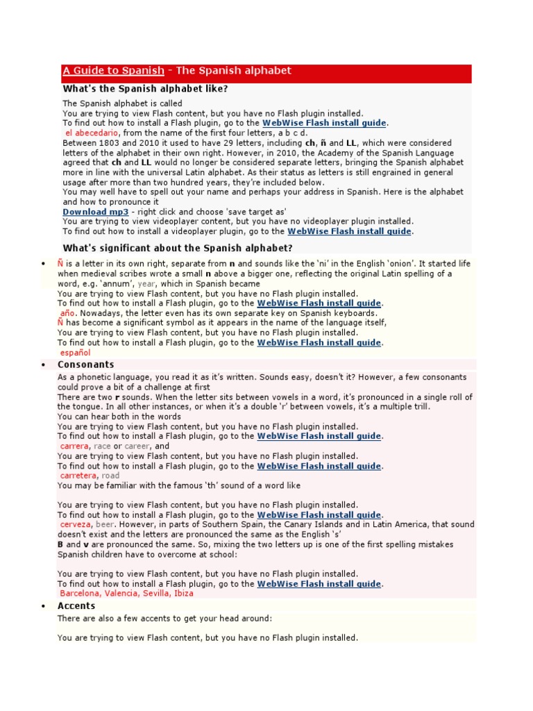 Spanish Alphabet Essentials | PDF | Alphabet | Stress (Linguistics)