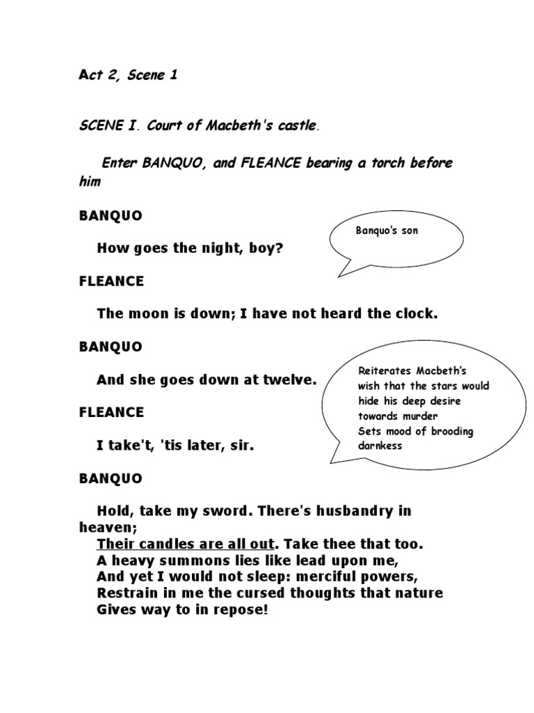 Act 2 Scene 1 Macbeth | PDF | Macbeth