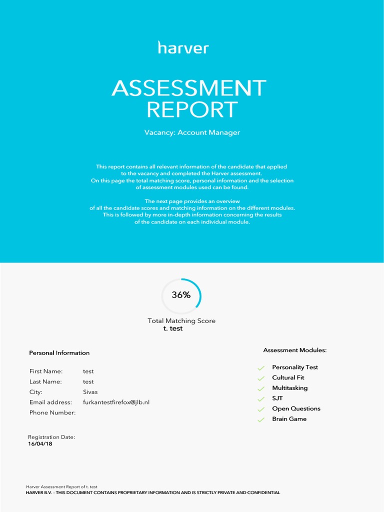 Harver Assessment Report for Account Manager | PDF | Organizational ...