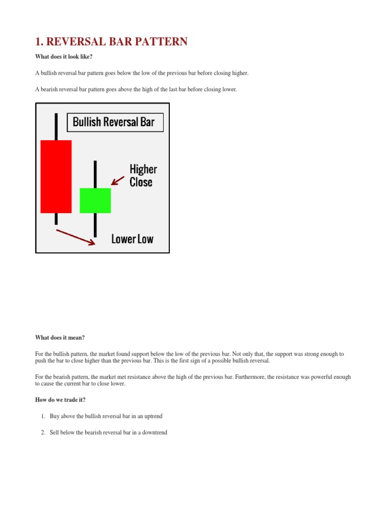 Reversal Bar Pattern: What Does It Look Like? | PDF | Market Trend ...