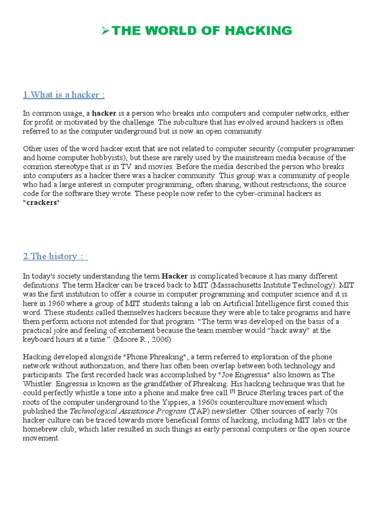 What Is The Hacking | PDF | Security Hacker | Hacker Culture