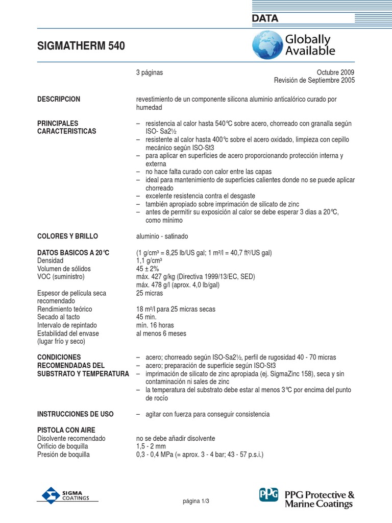 HT Sigmatherm 540 | PDF | Aluminio | Acero