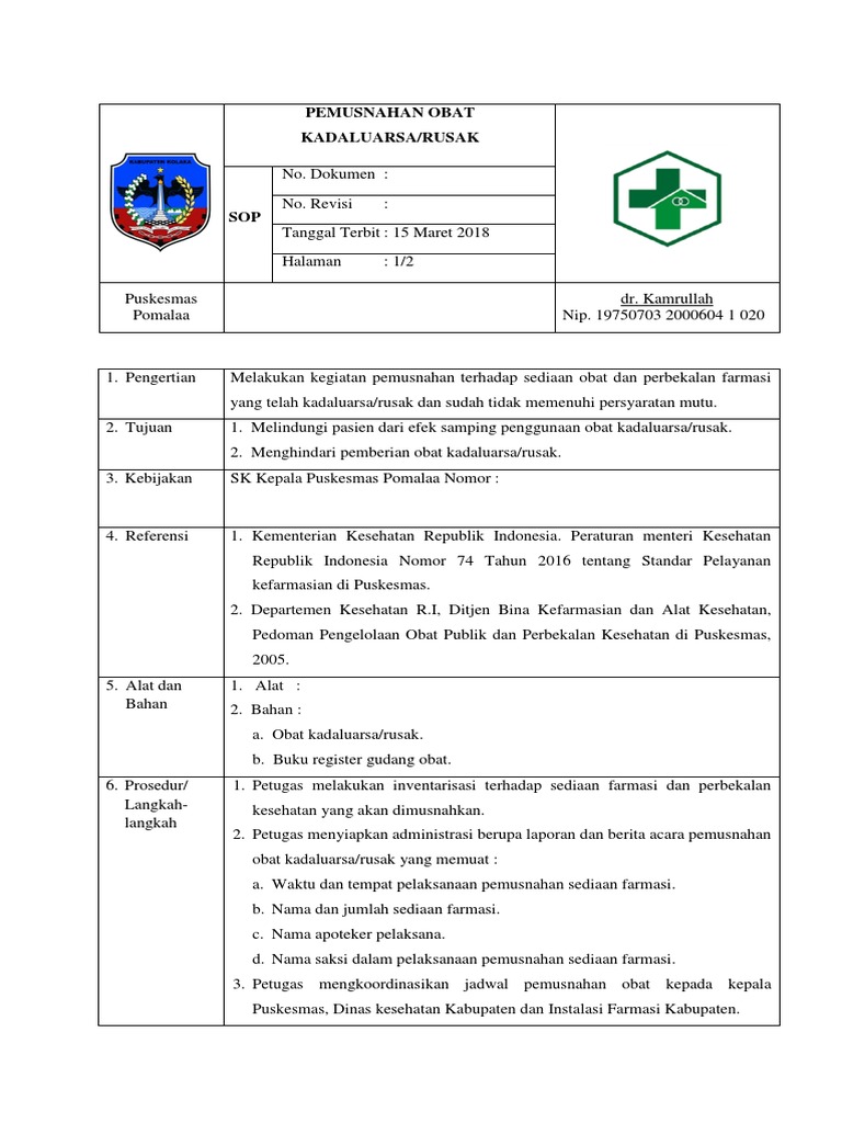 8.2.3.8b SOP PEMUSNAHAN OBAT KADALUARSA | PDF
