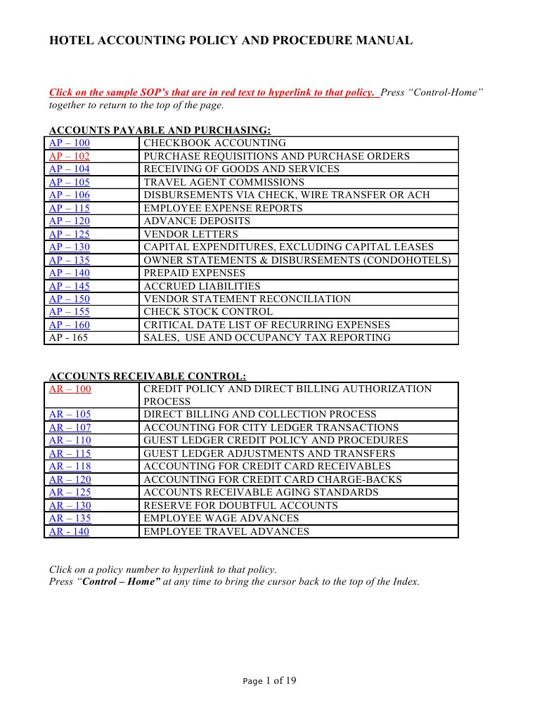 Hotel Accounting Policies and Procedures Manual | Irs Tax Forms | Gratuity