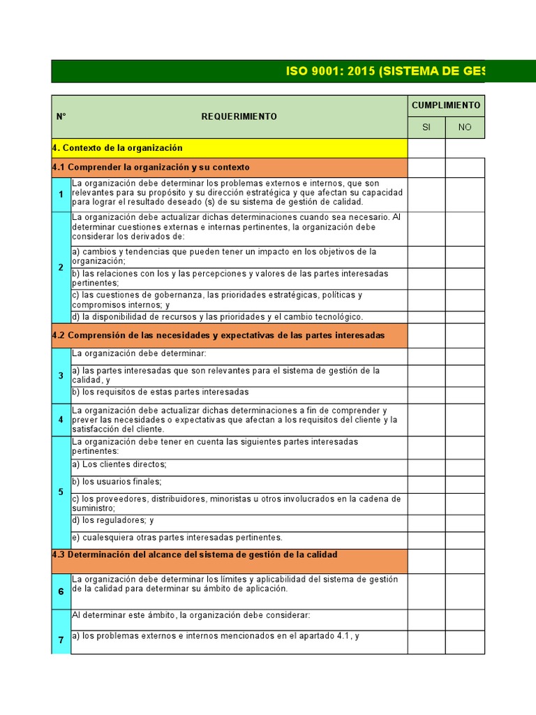 CHECK_LIST_ISO_9001-2015 | Gestión de la calidad | Calidad (comercial)