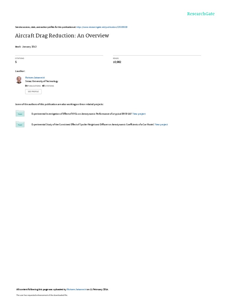 Aircraft Drag Reduction An Overview | PDF | Drag (Physics) | Aerodynamics