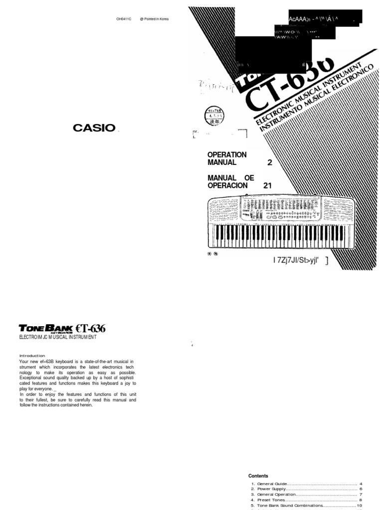 Casio: Operation Manual Manual Oe Operacion | PDF | Bass Guitar | Piano