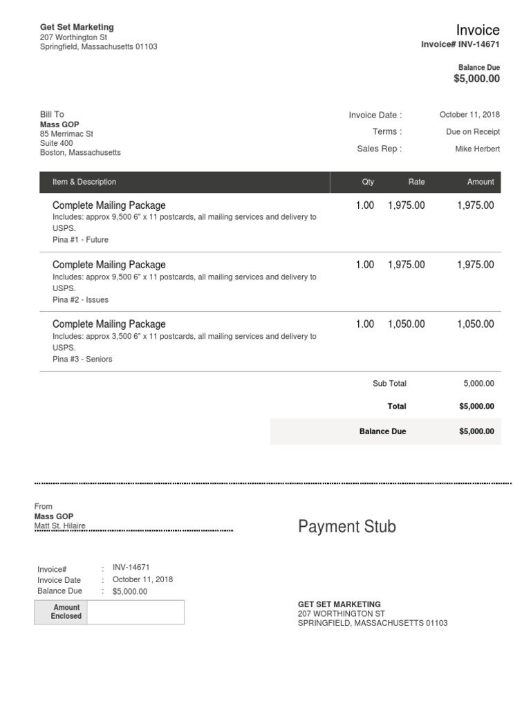 Pina GS 14671 | PDF | United States Postal Service | Invoice