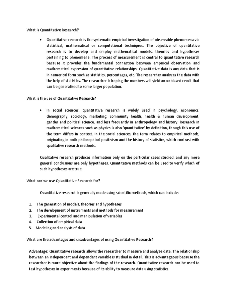 What Is Quantitative Research | PDF | Quantitative Research | Research ...