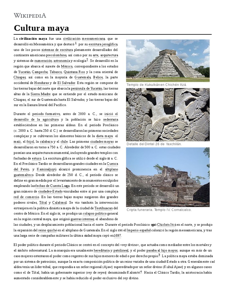 Cultura Maya PDF | PDF | Civilización maya | Mesoamérica