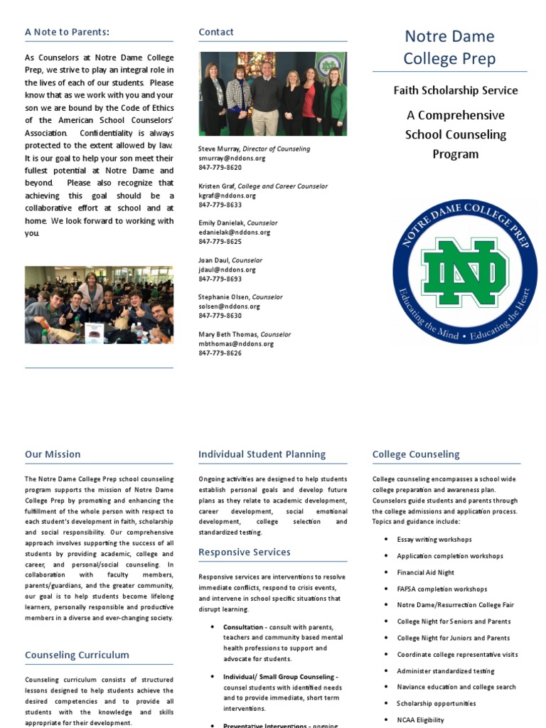 ND Counseling Brochure Final | PDF | School Counselor | Psychological ...