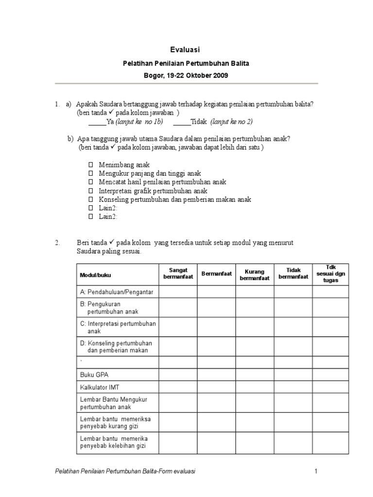 Form Evaluasi | PDF
