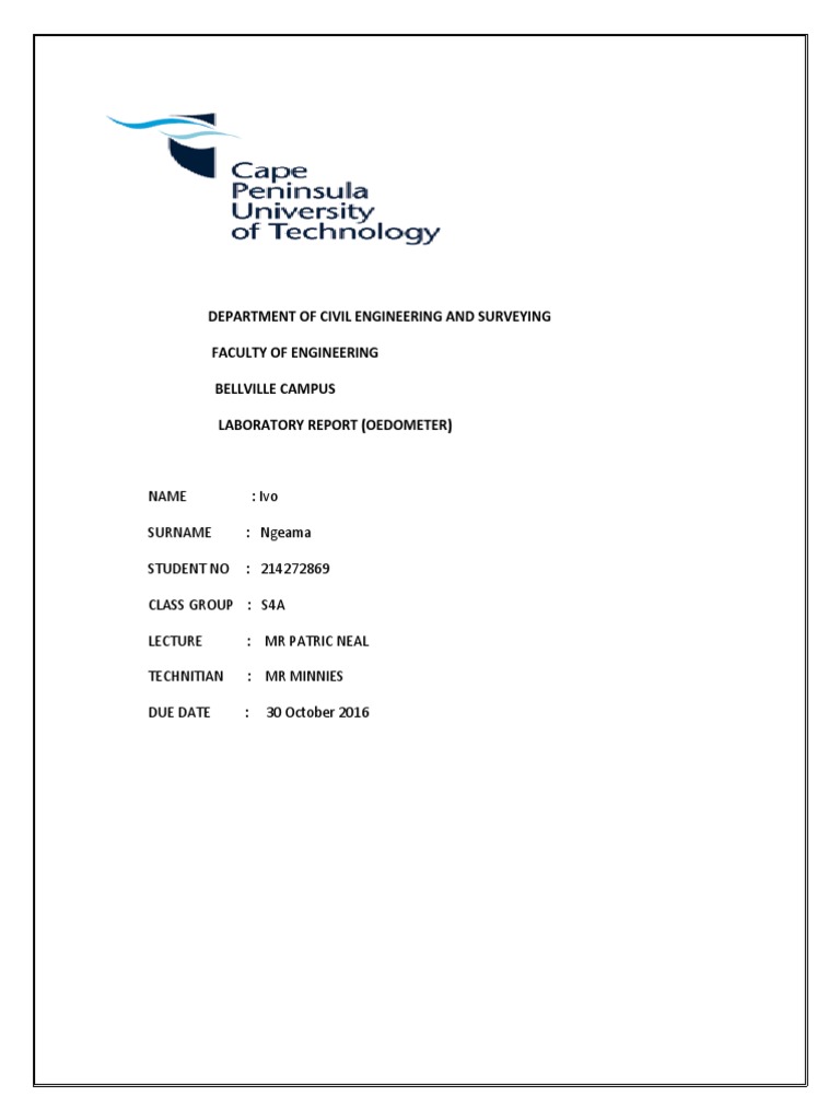 Oedometer Test Laboratory Report | PDF | Soil | Time