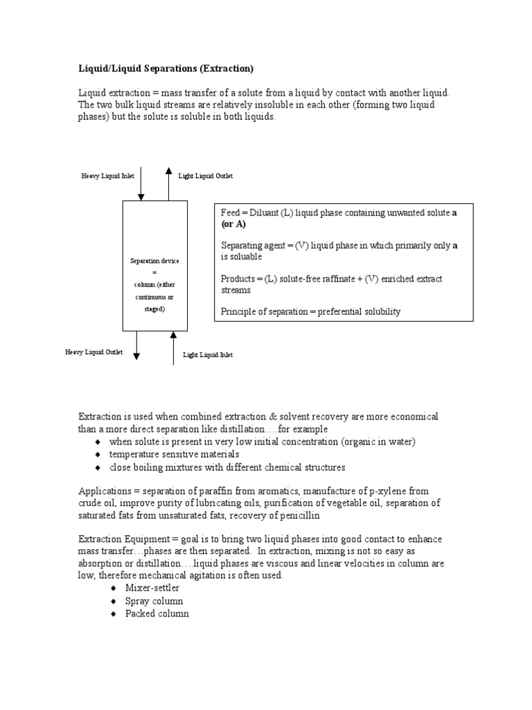 Liq-Liq & Solid-Liq Separation Notes - 3 | PDF | Solubility | Distillation