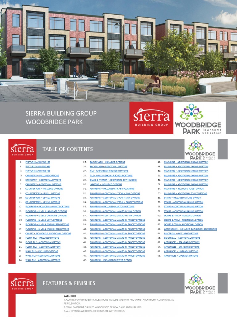 Woodbridge Park Features & Finishes Guide | PDF