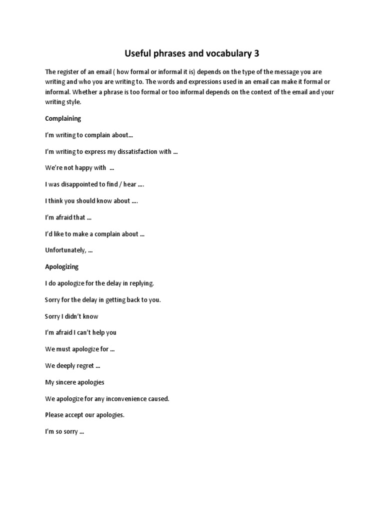 Useful Phrases and Vocabulary 3 | PDF