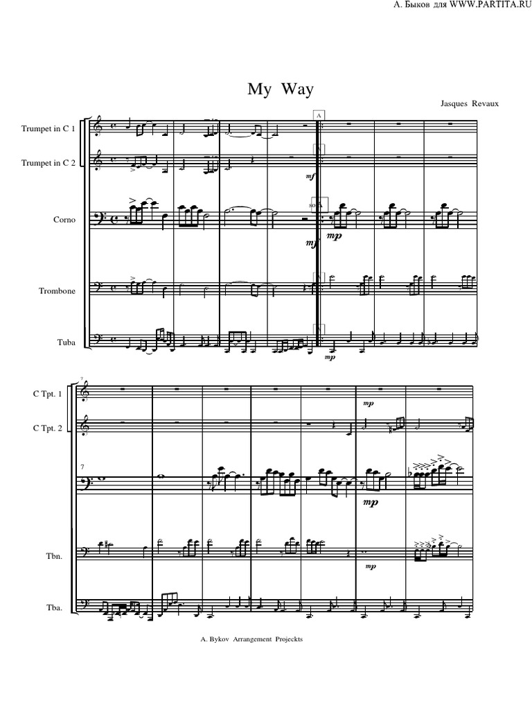 My Way Trumpet Arrangement | PDF | Brass Instruments | Aerophones