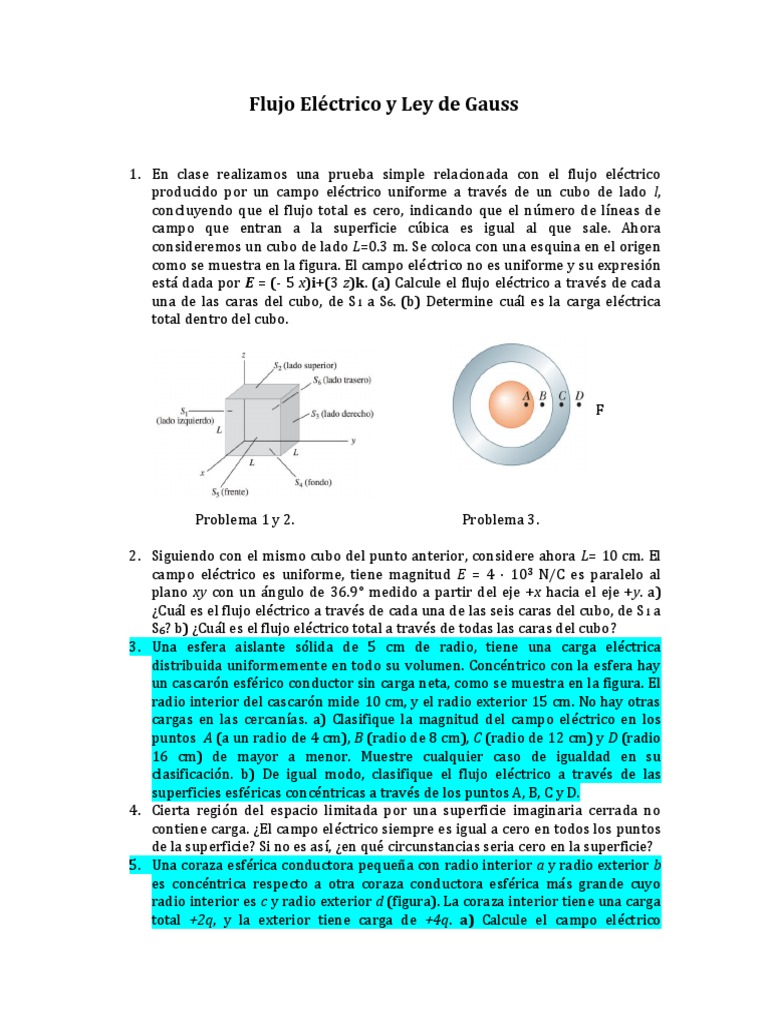 Ejercicios Flujo Eléctrico y Ley de Gauss | PDF | Campo eléctrico | Esfera