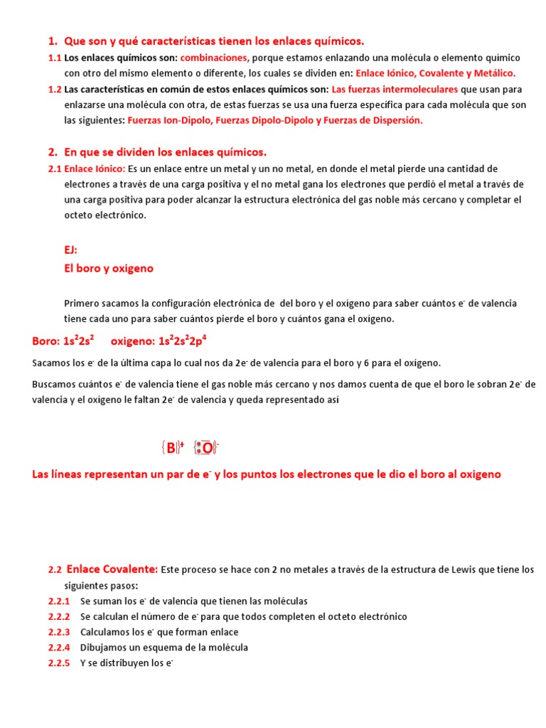 MenteFacto Enlaces Quimicos | PDF | Valencia (Química) | Enlace químico