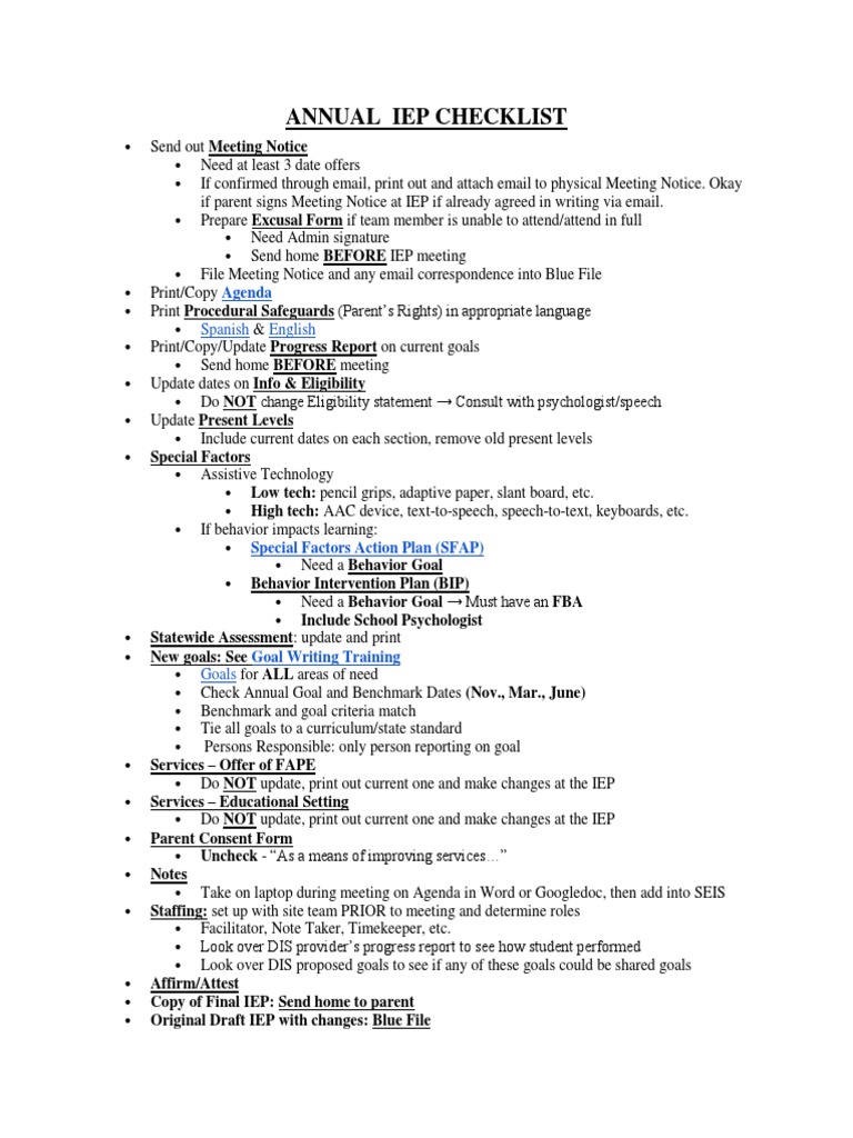 Iep Checklist | PDF | Individualized Education Program | Behavior Modification