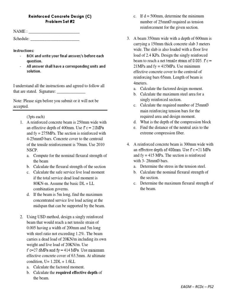 Problem Set No.2 - Ultimate Stress Design (USD) | PDF | Strength Of Materials | Beam (Structure)