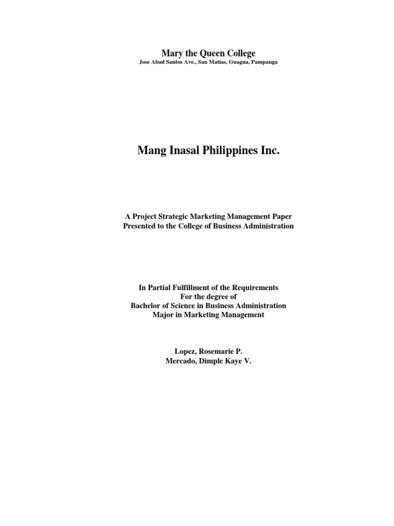 Mang Inasal | PDF | Fast Food Restaurants | Strategic Management