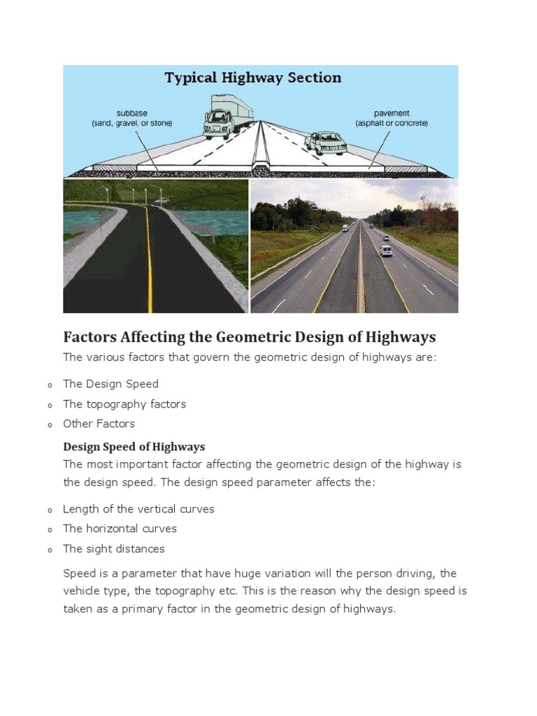 Factors Affecting The Geometric Design of Highways | Download Free PDF ...