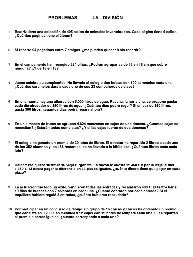 Problemas de División | PDF