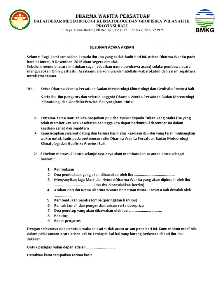 Susunan Acara Arisan | PDF