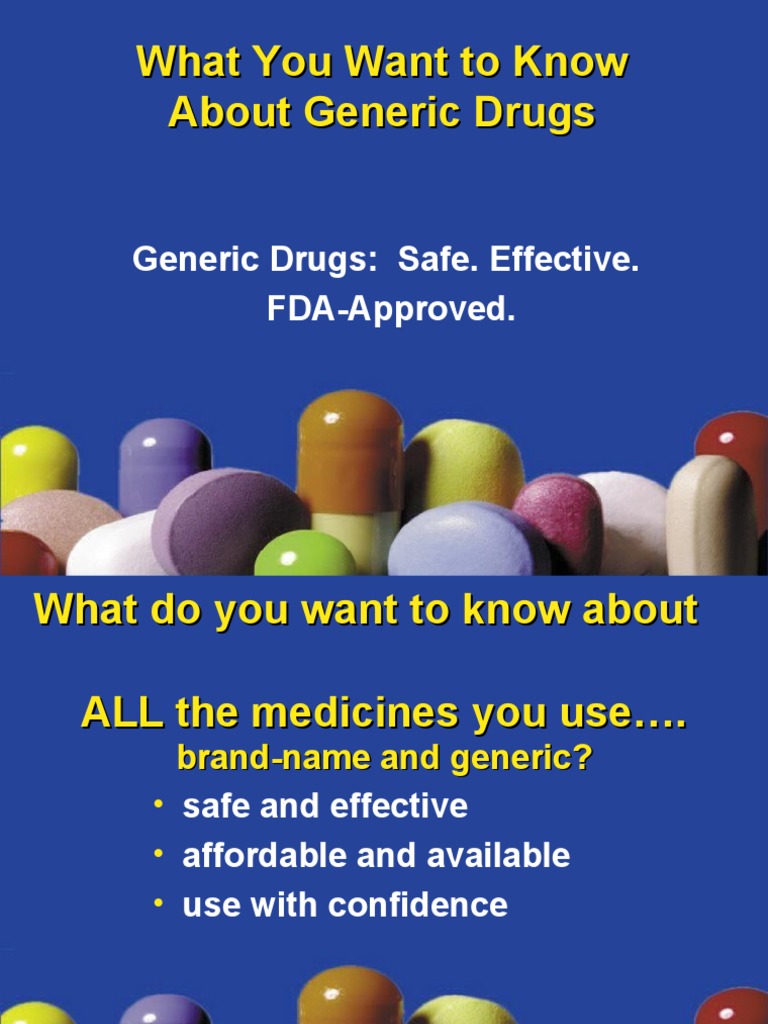 What You Want To Know About Generic Drugs | PDF | Generic Drug | Food ...