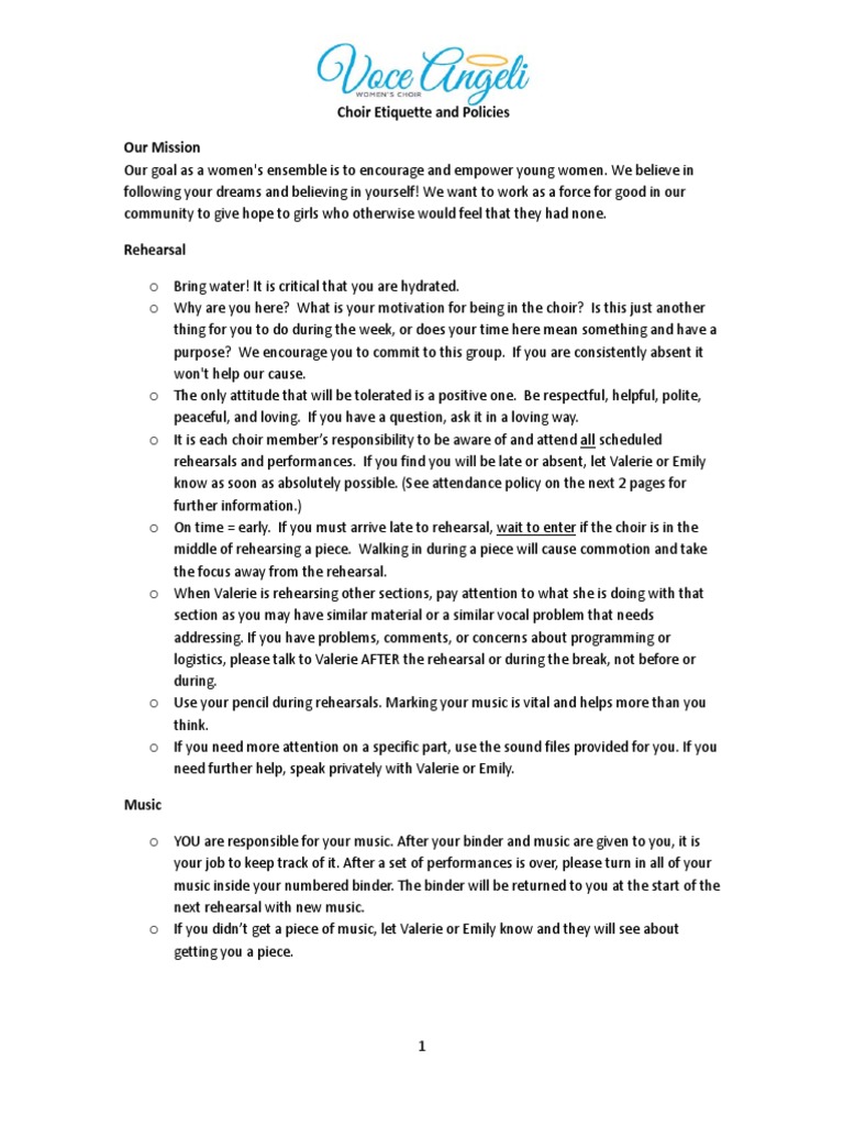 Choir Rehearsal Etiquette Guide | PDF | Singing | Choir
