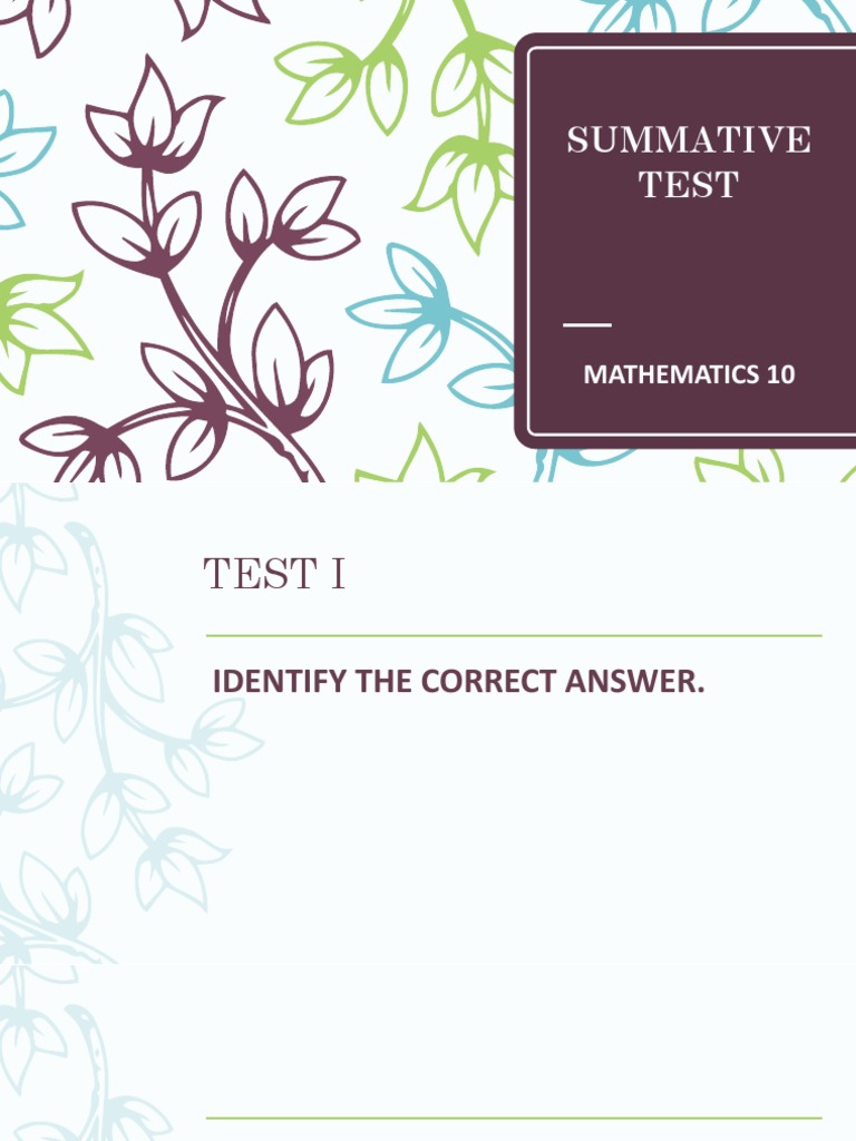 Math 10 Quarter 1 Summative Test | PDF | Summation | Sequence