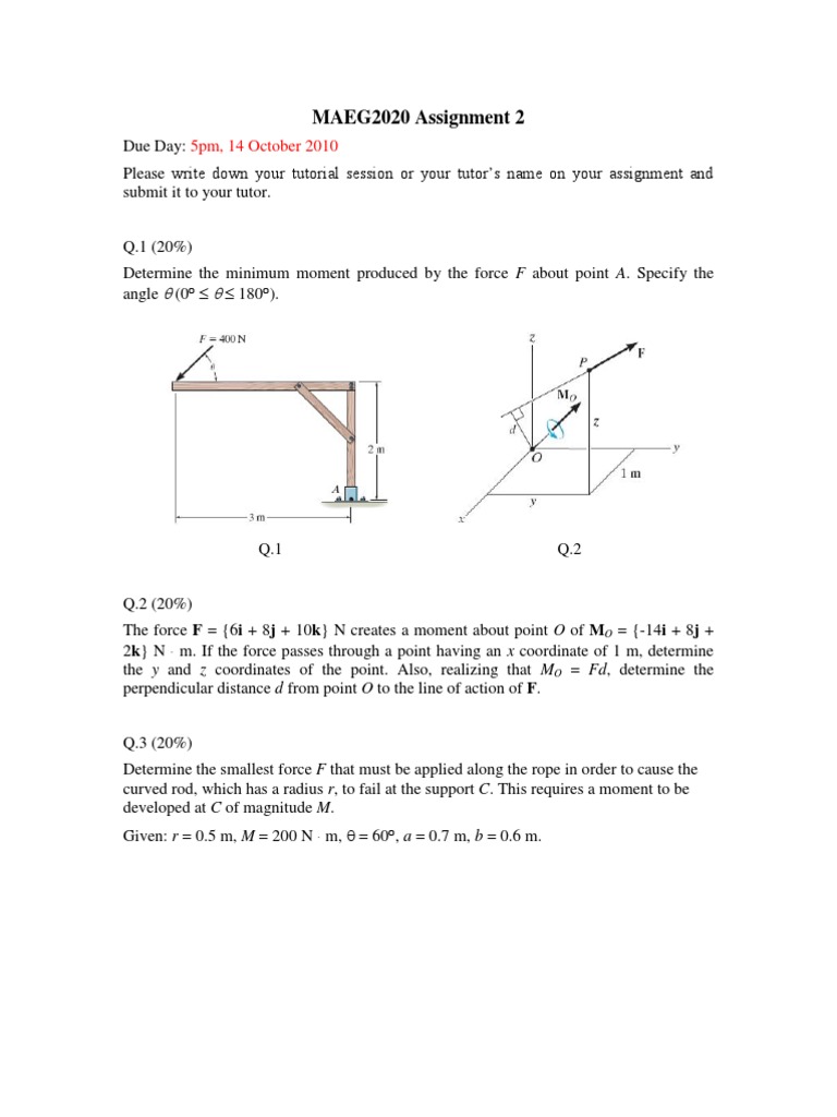 Engineering Mechanics Assignment | PDF