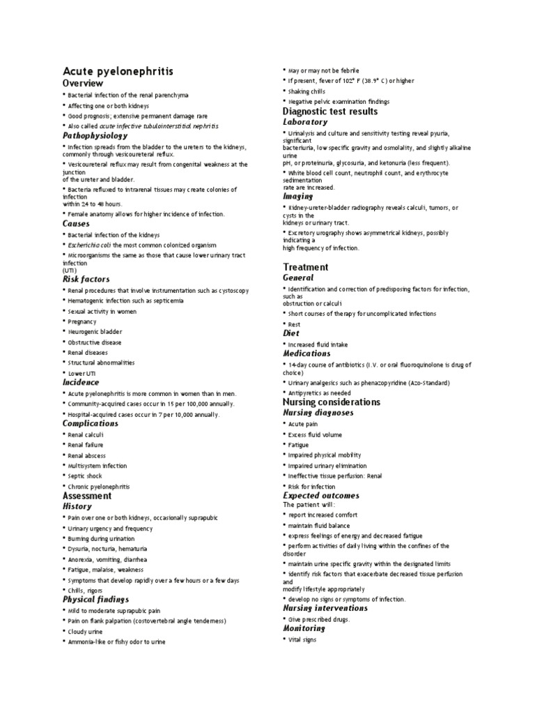 Acute Pyelonephritis: Diagnostic Test Results | PDF | Urinary Tract ...