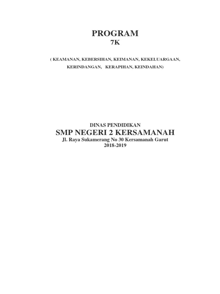 Program Kerja K7 | PDF | Karier & Perkembangan