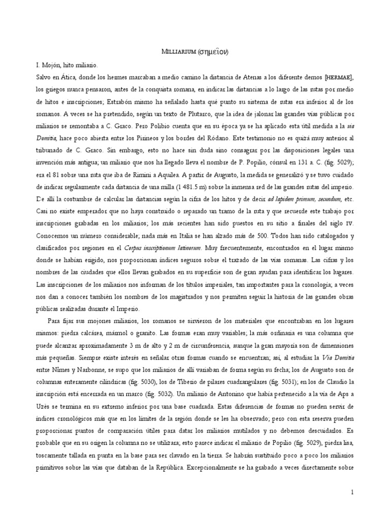 Miliarios romanos: historia y tipos | PDF | Roma antigua