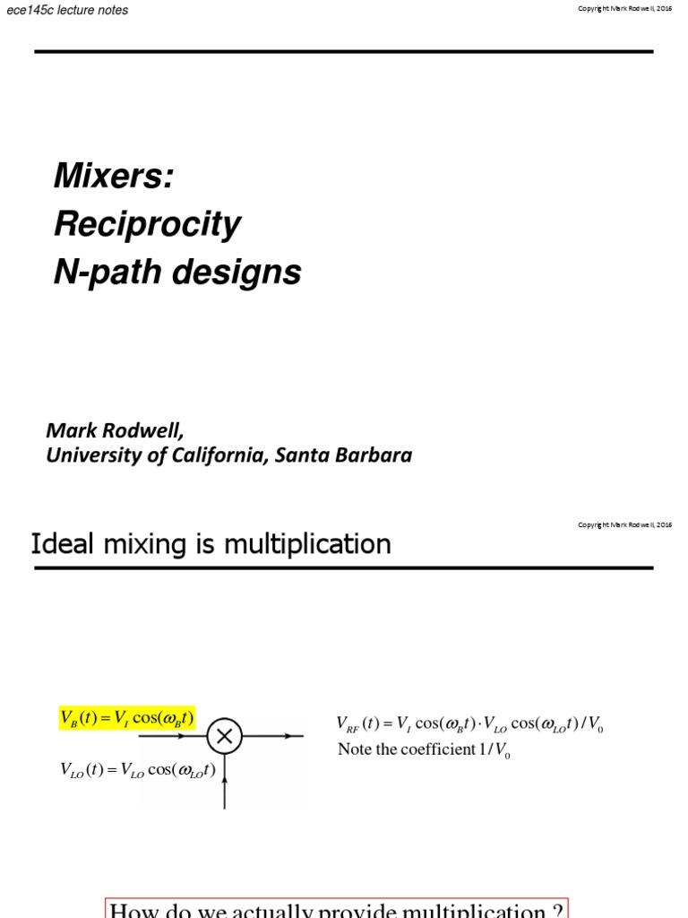 Reciprocity Mixers | PDF | Filter (Signal Processing) | Amplifier