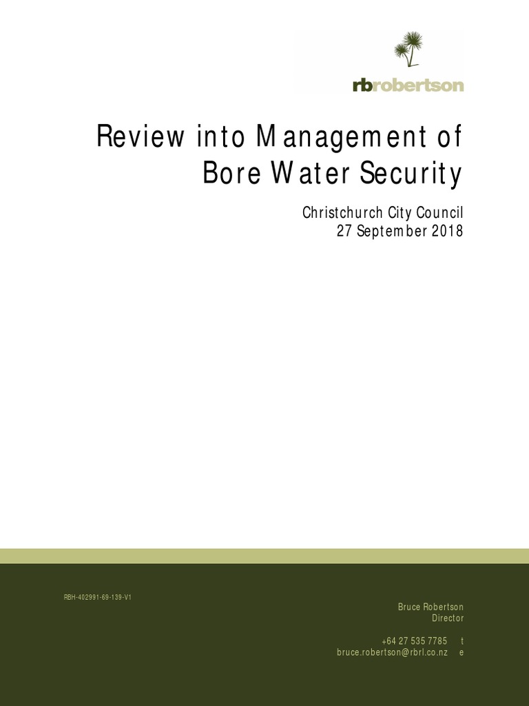 Bruce Robertson Report | PDF | Drinking Water | Risk Management