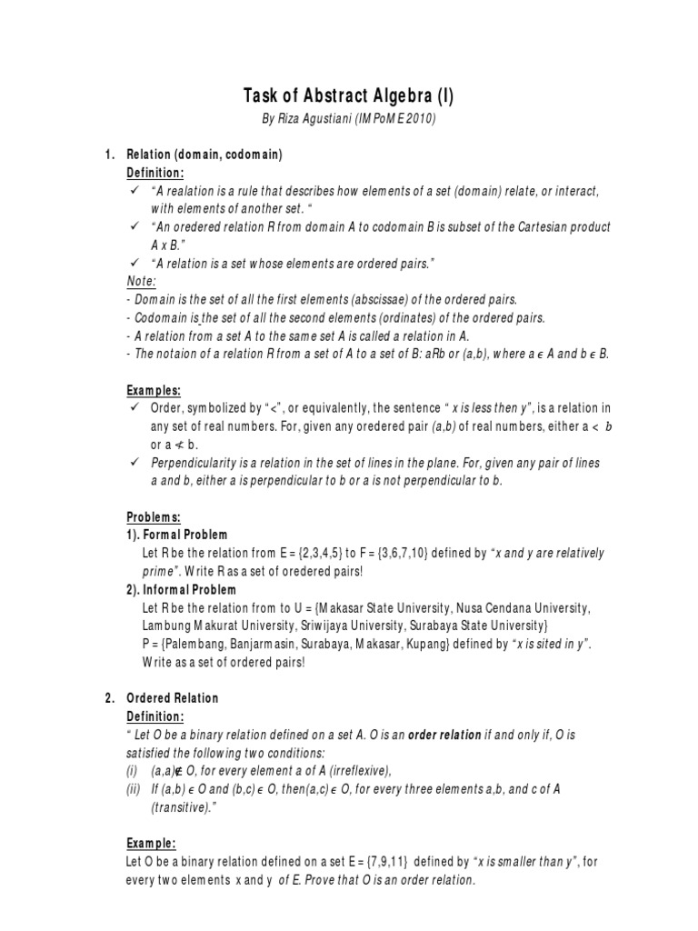 Task I of Abstract Algebra | Download Free PDF | Function (Mathematics ...